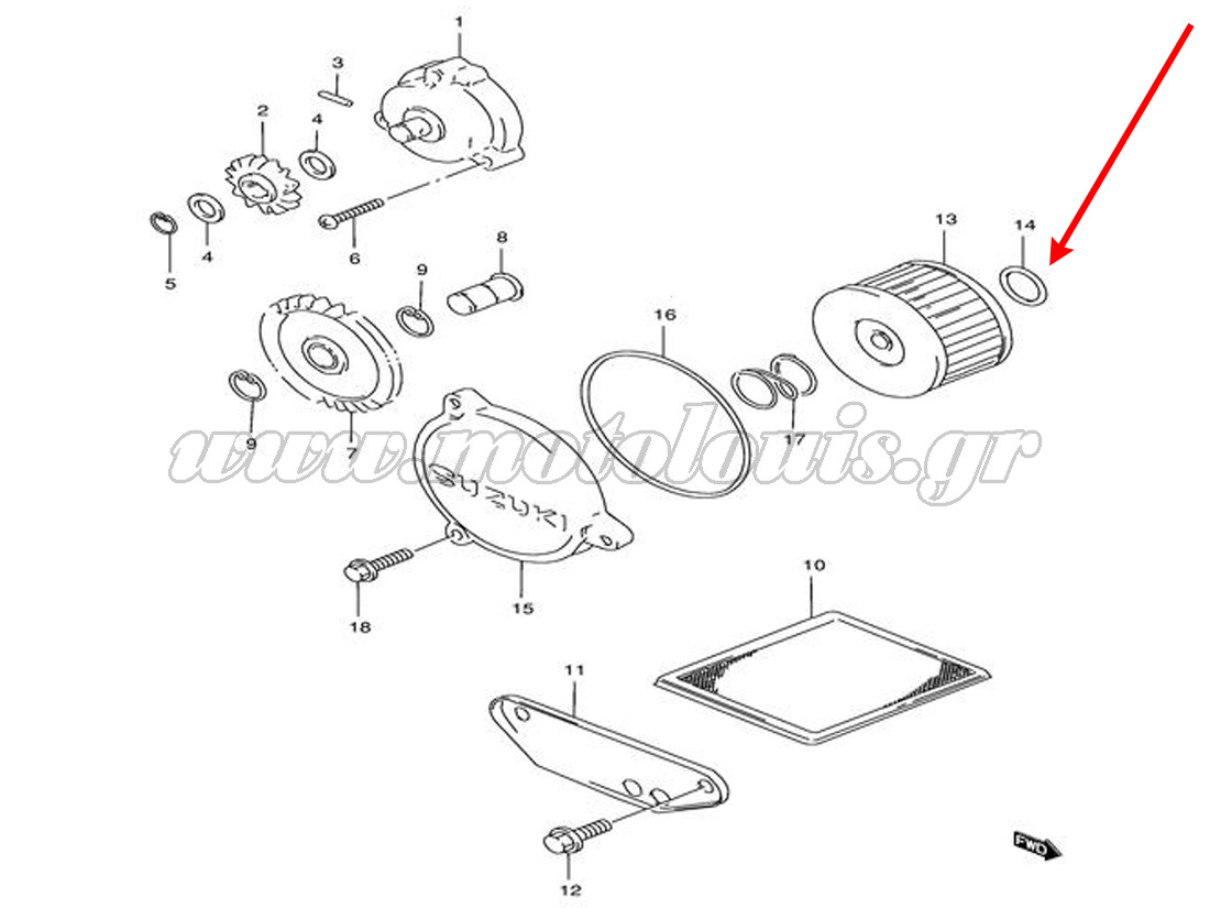 Λάστιχο Oring Φίλτρου Λαδιού Suzuki GN 250 / GZ 250 / VL 250 / DR 250 ...